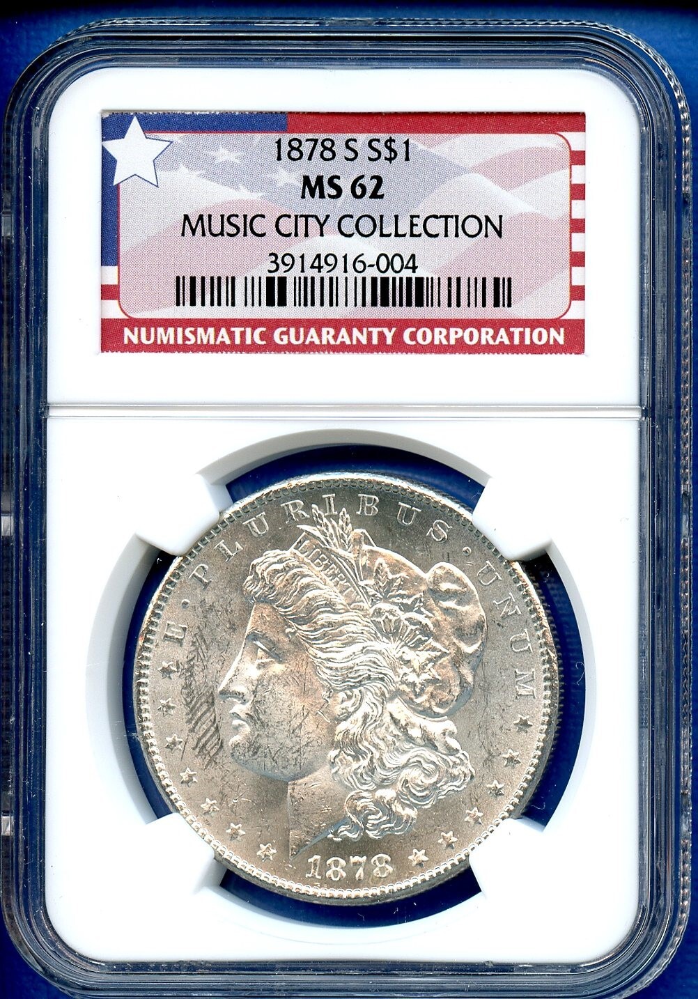 1878 S NGC MS62 Morgan Silver US $1 Dollar Music City Collection 1878-S ...