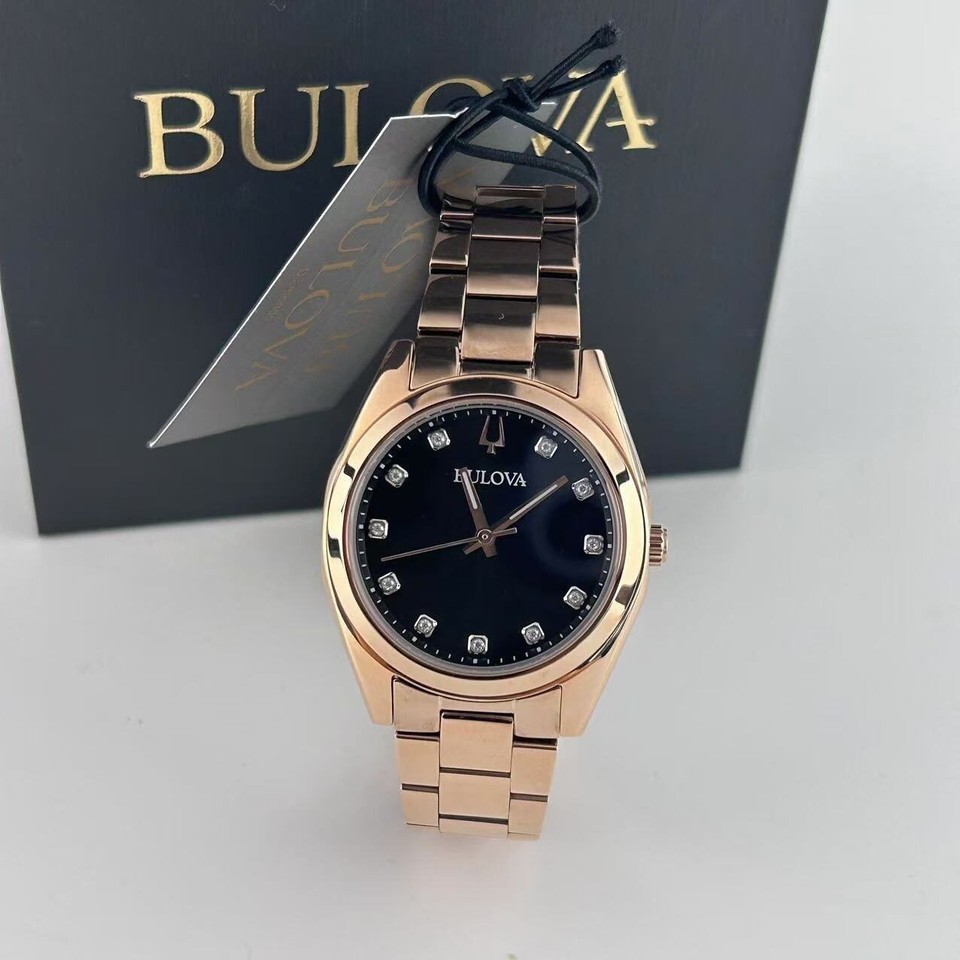 Bulova Surveyor 97P156 Women's Classic Watch Grey Dial Rose Gold Ladies ...