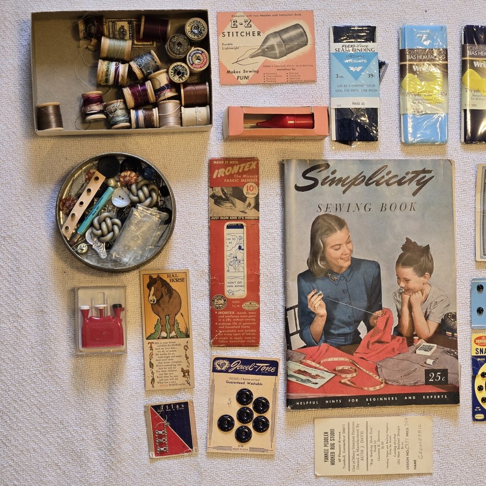 Antique Vintage Lot Sewing Notions Supplies Superior DeLong Clinton ...