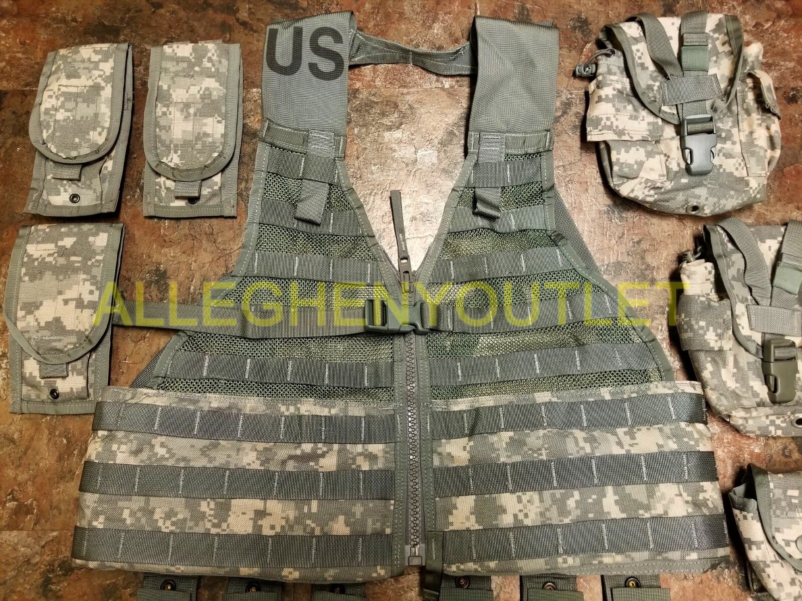 10 PC S ARMY ACU FLC VEST RIFLEMAN SET FIGHTING LOAD CARRIER LBV W ...