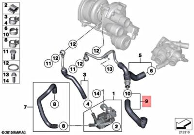 Genuine BMW R55N R56N R57N Turbocharger Coolant Return Hose OEM ...