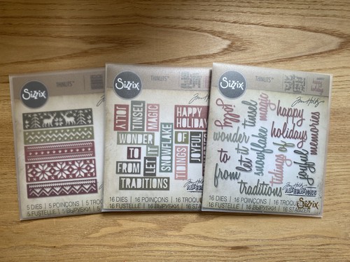 Sizzix Thinlits Tim Holtz Alterations Word/Borders Christmas Steel Die Bundle | eBay UK
