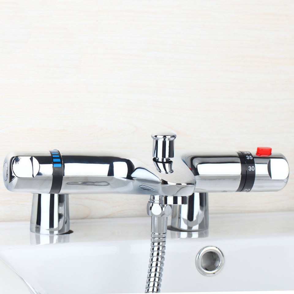 Bathroom Thermostatic Control Valve Shower Faucet Handsprayer Tub Mixer ...