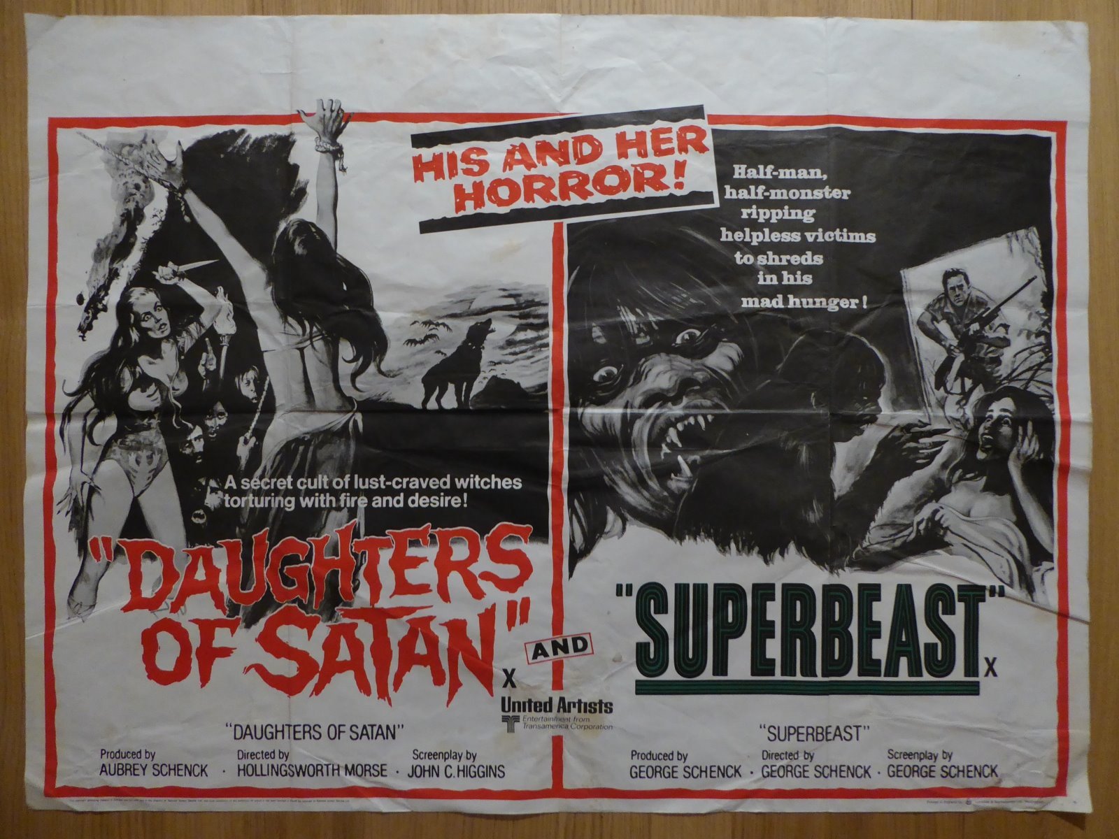 DAUGHTERS OF SATAN / SUPERBEAST (1972) original UK quad film/movie ...