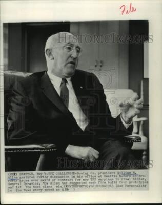 1963 Press Photo Boeing Company president, William M. Allen, Seattle ...