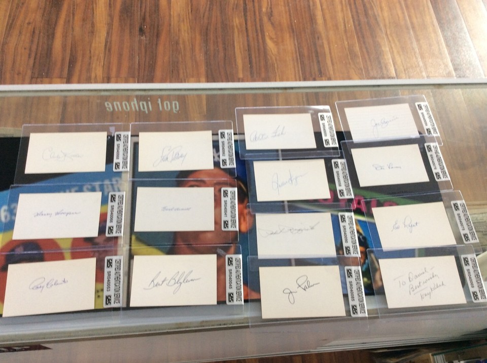 Lot of 14 Signed index cards CAS COA baseball autos Jim Palmer, Carlton ...