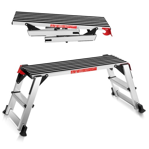 Aluminum Folding Hop Up Work Platform Step Up Bench Ladder Stool w ...