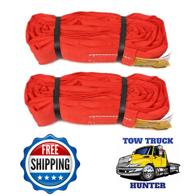 Two 10' Endless Round Slings Red. Wrecker, Rollback, Rotator, Tow Truck ...