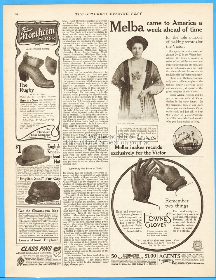 1910 Nellie Melba RCA Victor Victrola Phonograph Nipper Dog Record ...