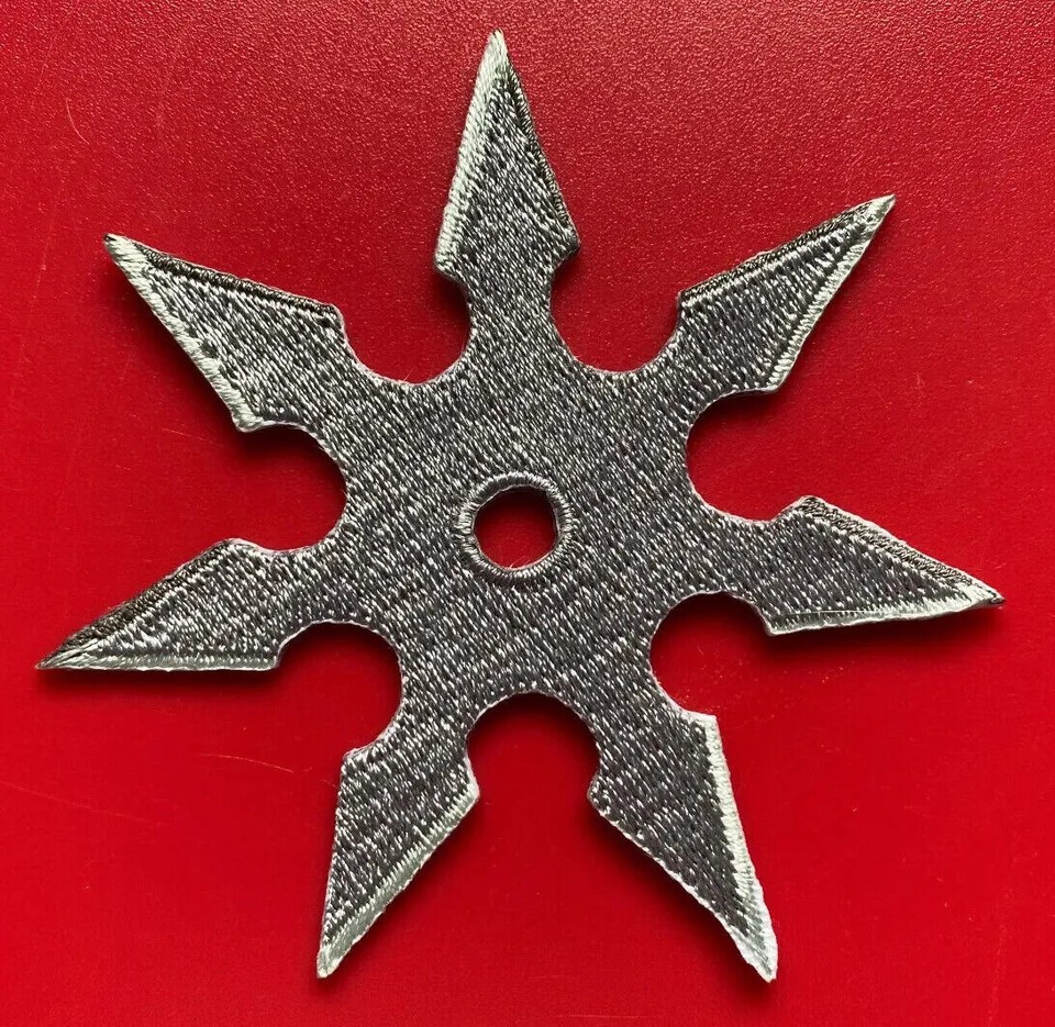 Ninja Throwing Star Shuriken Samurai Embroidered Iron On Patch 3 in Two ...