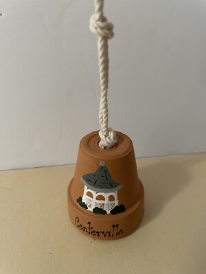 Miniature Terra Cotta Flower Pot Hanging Ornament W/ Bell CENTERVILLE ...