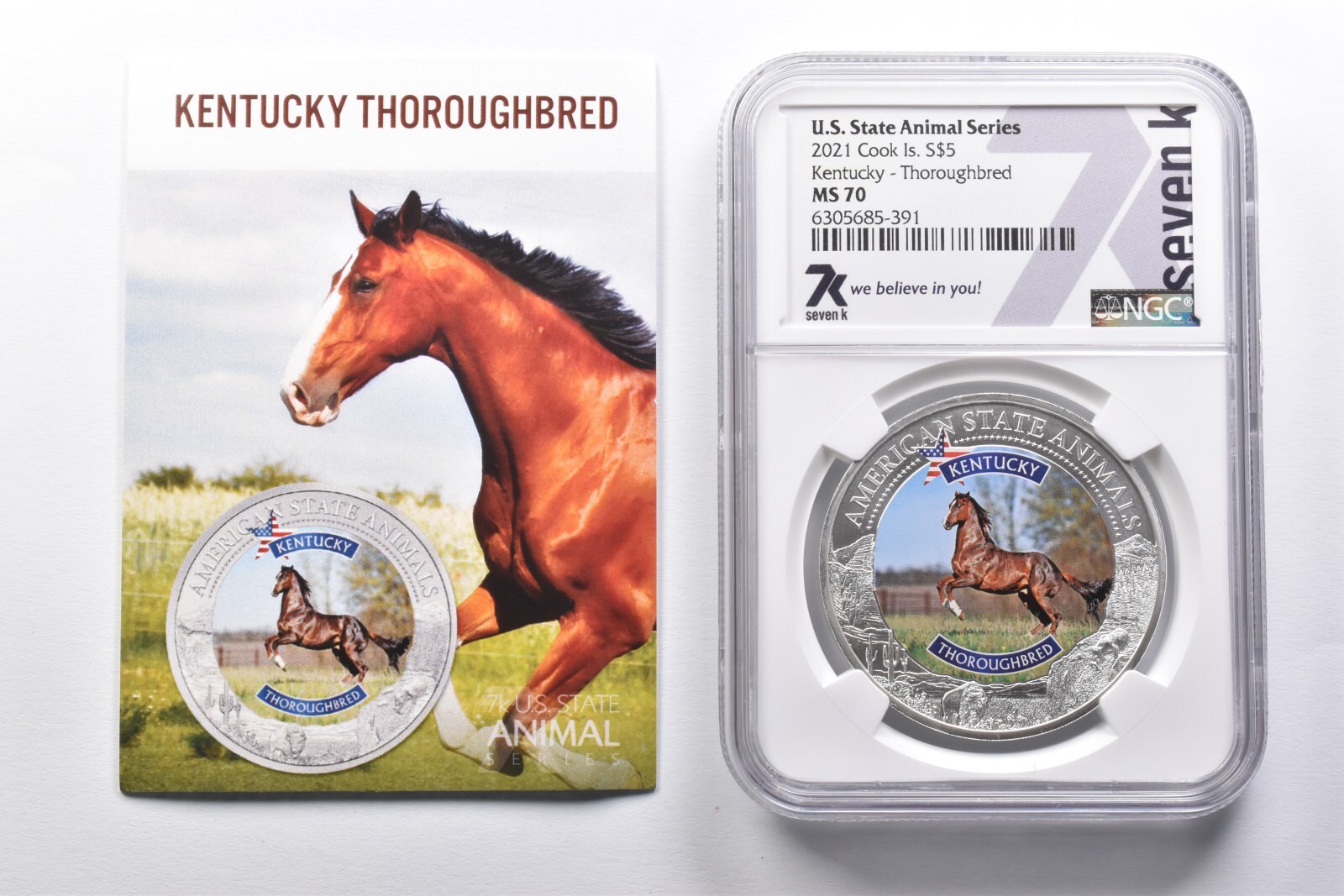 MS70 2021 Cook Islands $5 Silver US Animal Kentucky Thoroughbred NGC ...