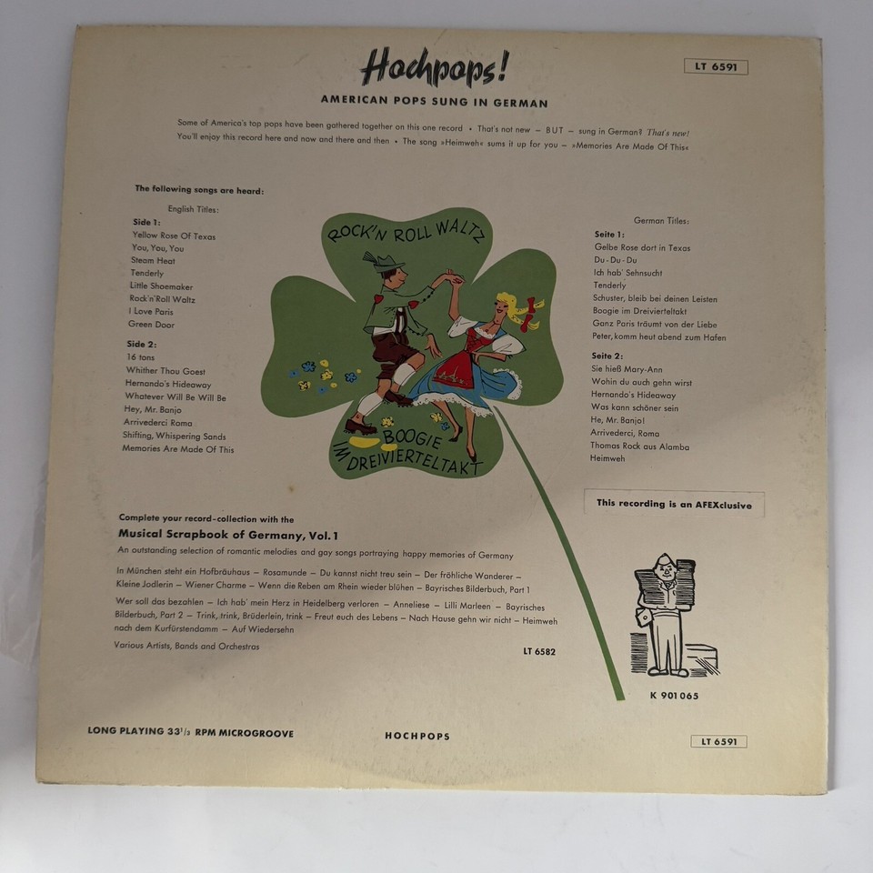 Hochpops! American Pops Sung in German Record 33 1/2 RPM Telefunken ...