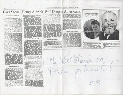EZRA STONE ACTOR / DIRECTOR / HENRY ALDRICH ON RADIO SIGNED PAGE ...