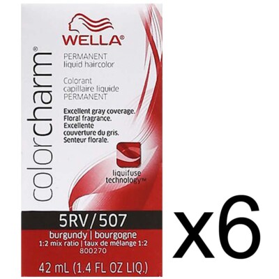 SALON HAIR WELLA COLOR CHARM PERMANENT DYE LIQUID 5RV/507 BURGUNDY PACK ...