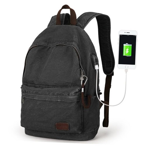 Canvas Backpack Lightweight Travel Daypack Student Rucksack Laptop ...