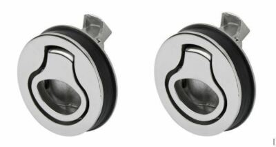 Pull Catch x 2, Lift Ring Catch, Polished Marine Grade Stainless Steel ...