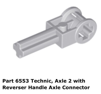 Lego 1x 6553 Light Bluish Gray Technic, Axle 2 with Reverser Handle ...