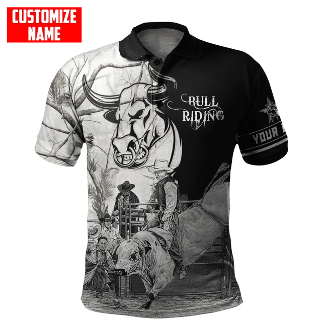 Bull Riding Shirt Rodeo Country Horse Riding Custom Name Polo Shirt ...
