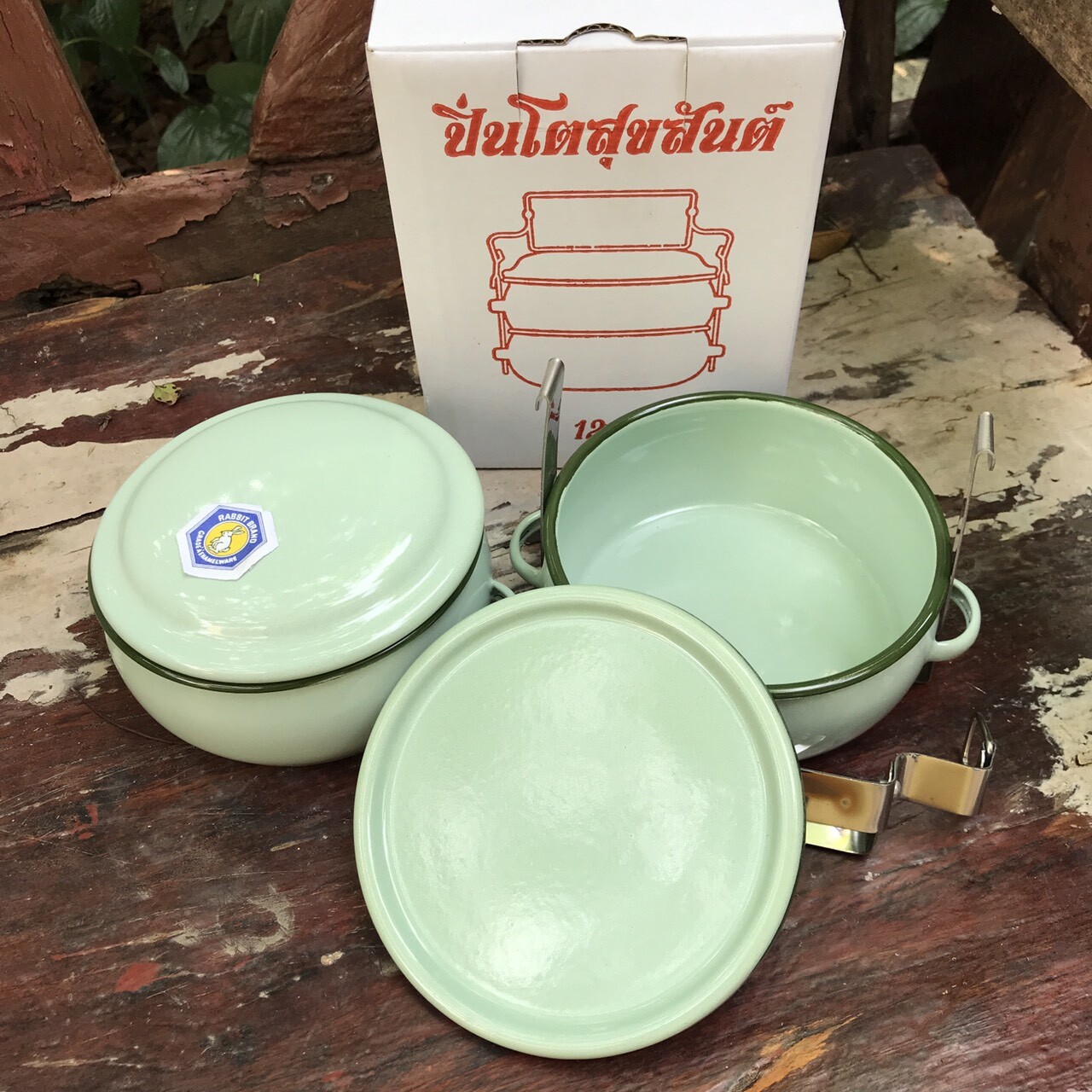 Thai Traditional Enamelware Tiffin Lunch Box Food Container Pinto Bento ...