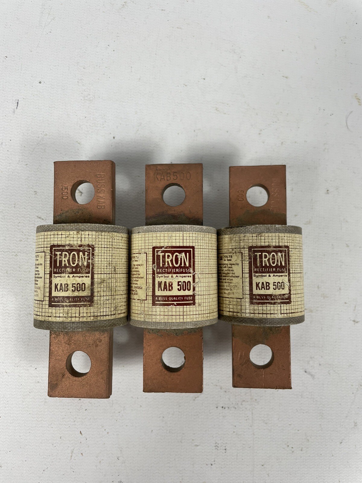 NEW LOT OF 3 Bussmann KAB-500, Tron Rectifier Fuse, 250V 500A. 500 AMP ...