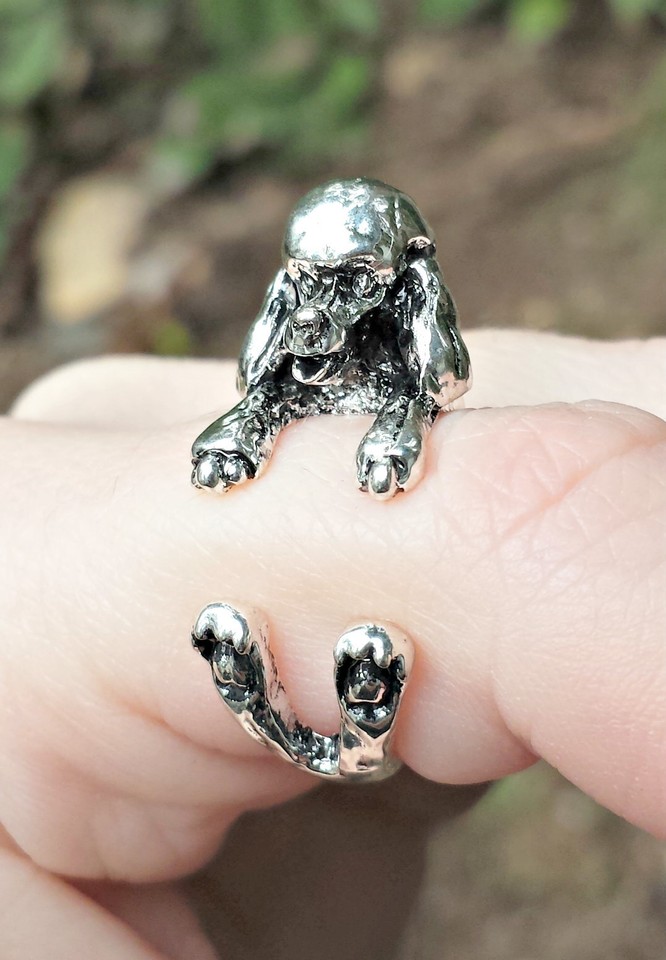 Poodle Ring - Adjustable Wrap Dog Ring - Silver, Black, Gold Animal Pet ...