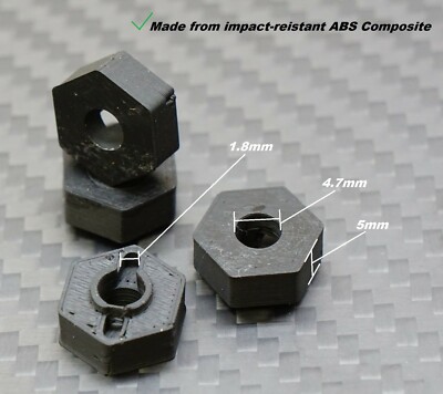 12mm Wheel Hex Hubs for Team Associated SC10 Truck Rep. 9883 5mm Offset ...