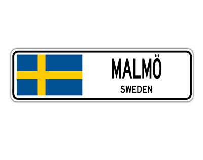 Malmö Sweden Street Sweden Flag City Country Wall Gift Aluminum Metal ...