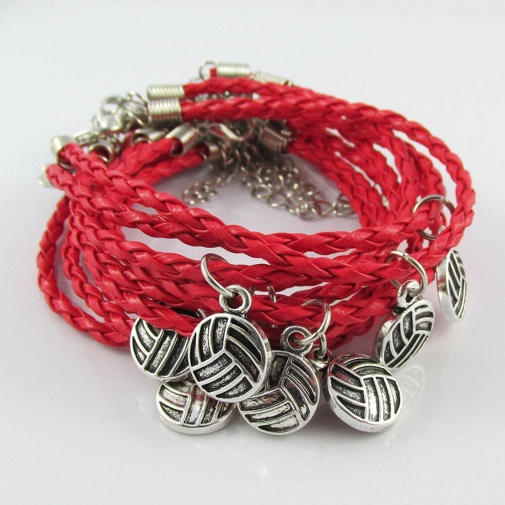 10 Player Set Netball Charm Bracelet Braided Cord Team Gifts Pick ...