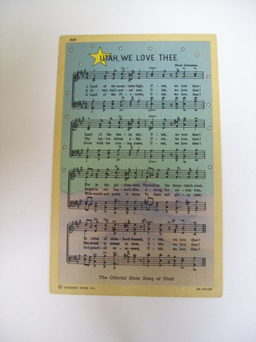 UTAH, WE LOVE THEE state song adopted 1917 | eBay