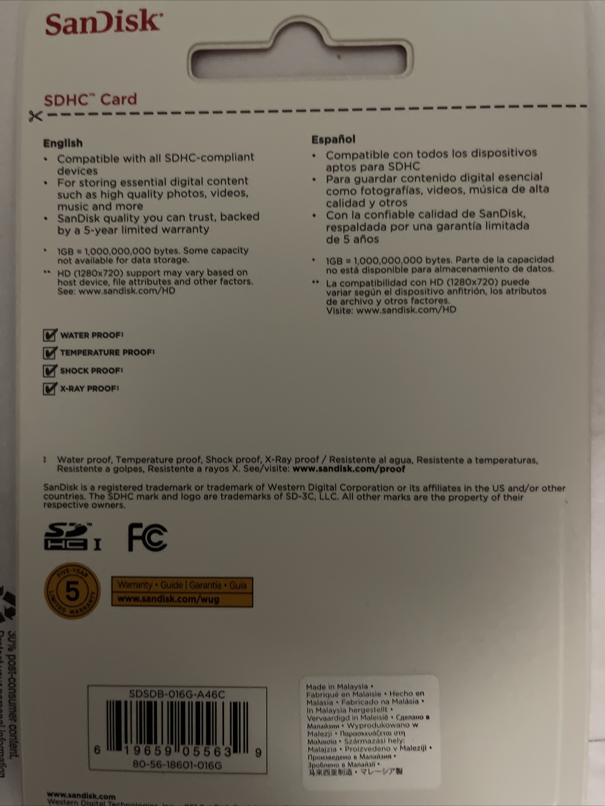 SANDISK 16GB SDHC MEMORY CARD BRAND NEW Sealed in Package ...