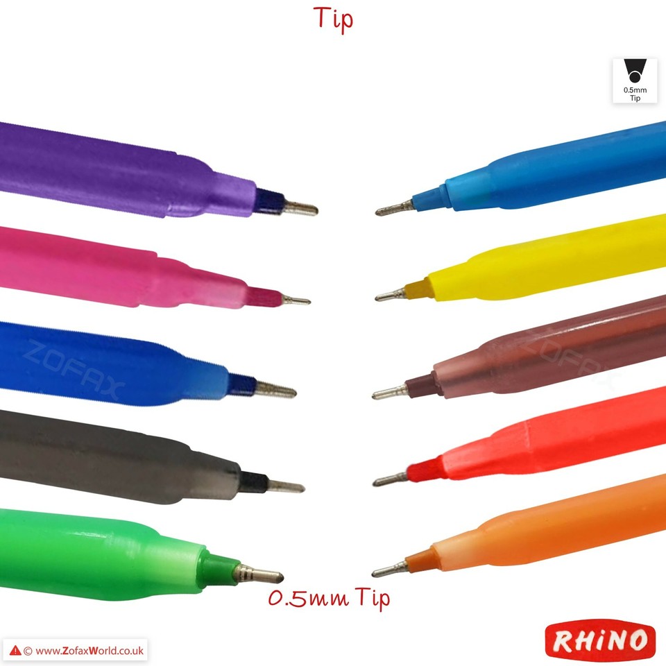 BALLPOINT COLOURED PENS 10 x 0.5mm Fine Biros - MULTICOLOUR - Cheap ...