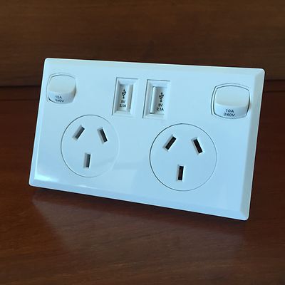 NEW 2 x Dual General Power Outlets With 2 USB 2A Charging Outlets ...