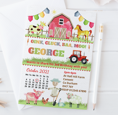 Farmyard Birthday Invitations