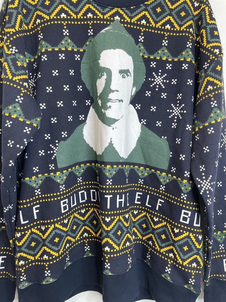 Old Navy Men’s Large Buddy The Elf™ Graphic Blue Holiday Ugly Christmas ...