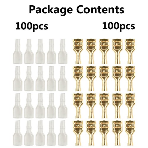 200Pcs 6.3mm Fully Insulated Female Spade Crimp Connectors Electrical ...