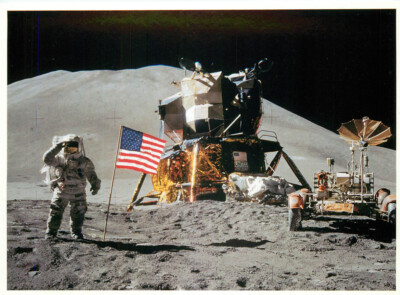 Postcard Apollo Lunar Module Pilot, Col. James B. Irwin Salutes on the ...
