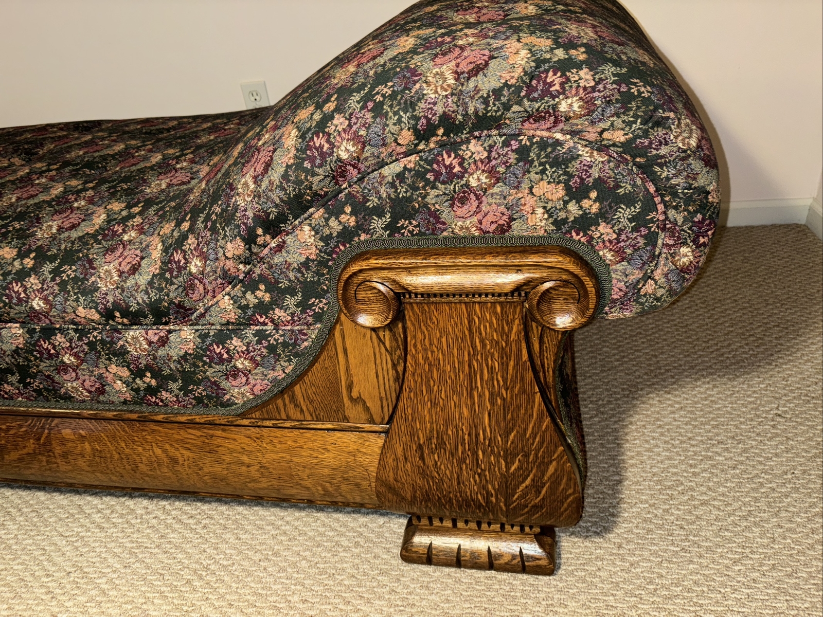 Antique Tiger Oak Victorian Day Bed Fainting Couch New Upholstery 80 ...