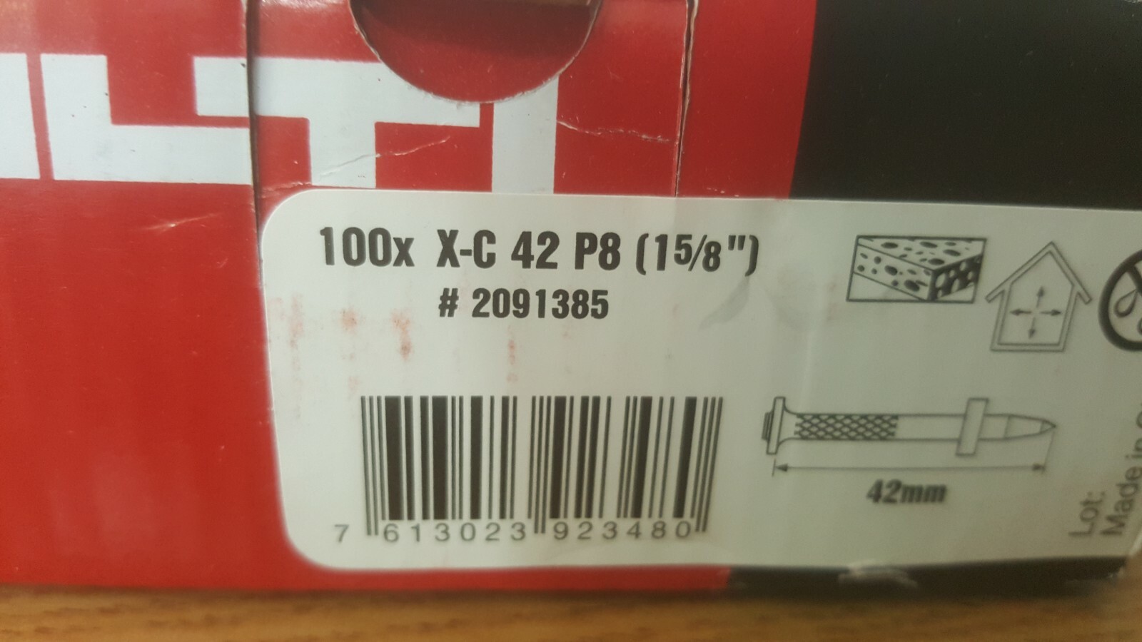 100 HILTI DX 42MM GENUINE NAILS 10 Hilti DX Cartridges 10 CAL. 6.8/11M ...