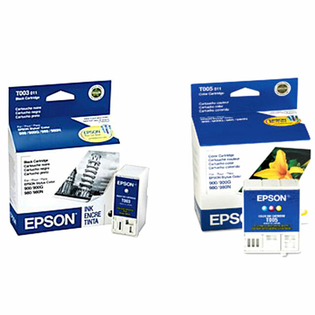 2 PK Genuine Epson T003 Black T005 Color Ink Cartridge for Stylus Color ...