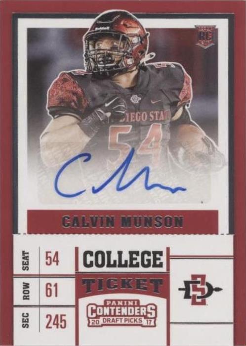 2017 Panini Contenders Draft Picks - College Ticket Calvin Munson #288 ...