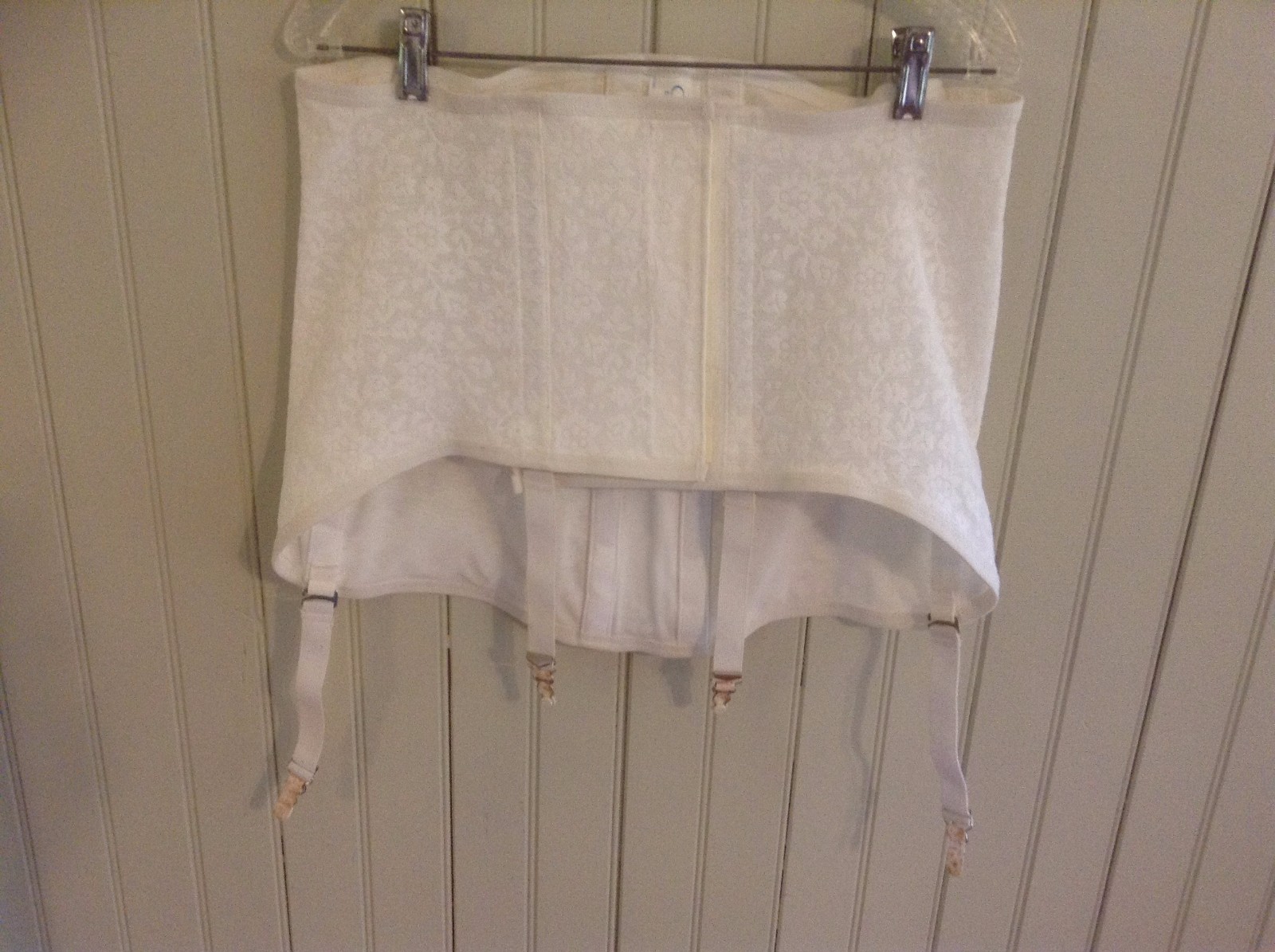 NIB Vintage Wht 1010 camp open bottom corset girdle w/ 4 garters sz EL ...