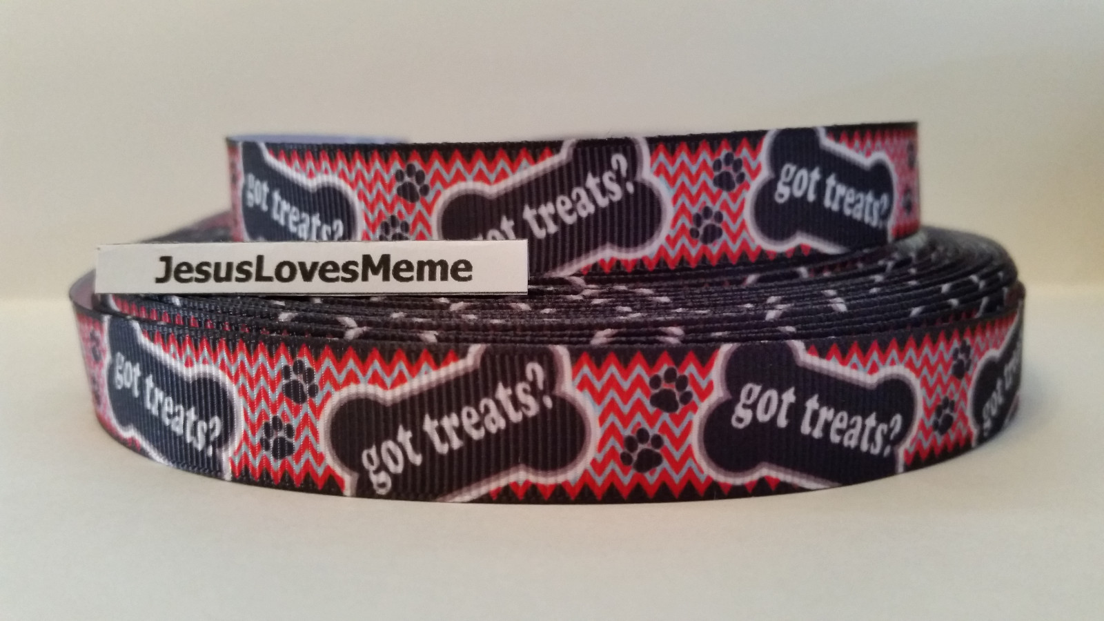 Grosgrain Ribbon Got Treats? Doggie Bones Paw Prints on Chevron Dogs ...