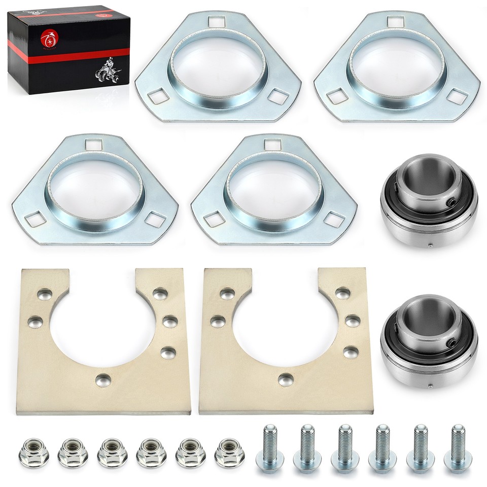 1" Live Axle Bearing Kit 3 Hole Flangettes Mount Hangers For Go Kart ...