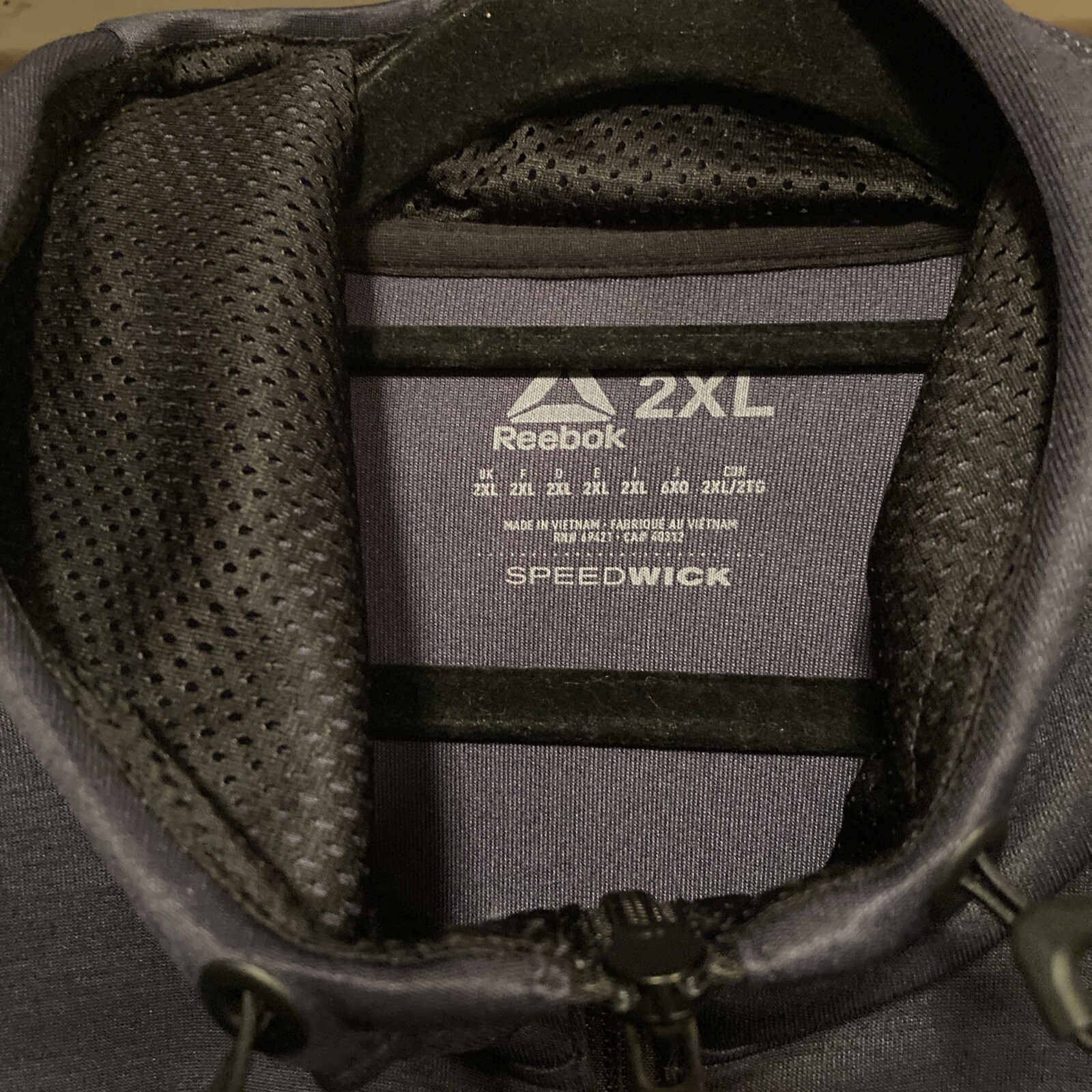 Reebok Speedwick Jacket 2XL Blue Men Full Zip Hooded Drawstring Long ...