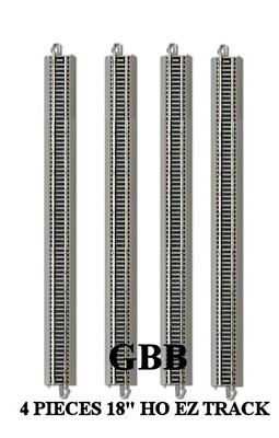 4 Pcs HO Scale 18" Special Bachmann Nickel Silver E-Z Snap Track 44588 ...