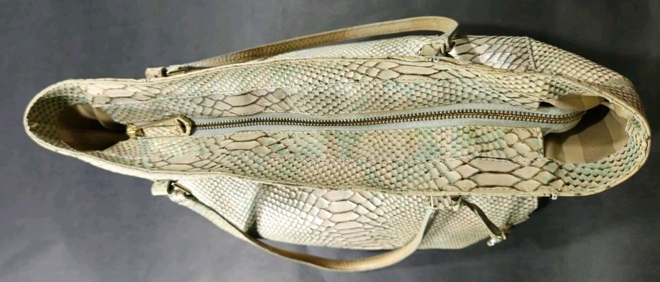 Brahmin Carryall Tote Bag Python Opal Seville Iridescent Off White ...