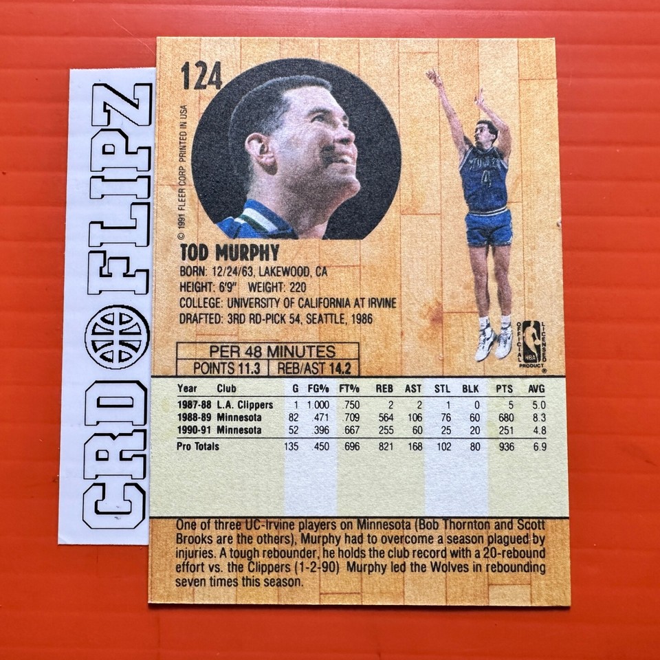 1991-92 Fleer Tod Murphy Minnesota Timberwolves #124 | eBay