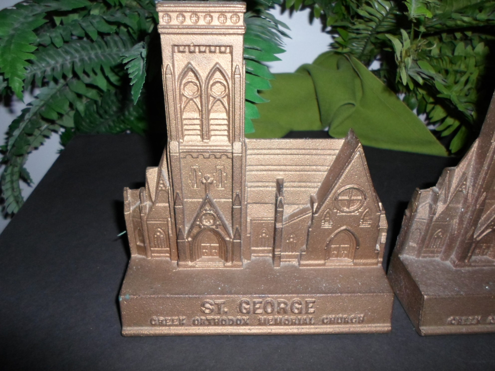 RARE vintage - ST GEORGE Greek Orthodox CHURCH - bronze BOOKENDS ...