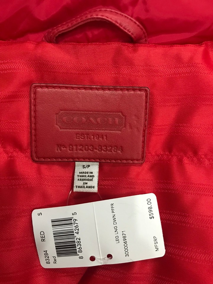 Coach Long Puffer Jacket, Women's Belted Coat with Fur Trim Hood Legacy ...